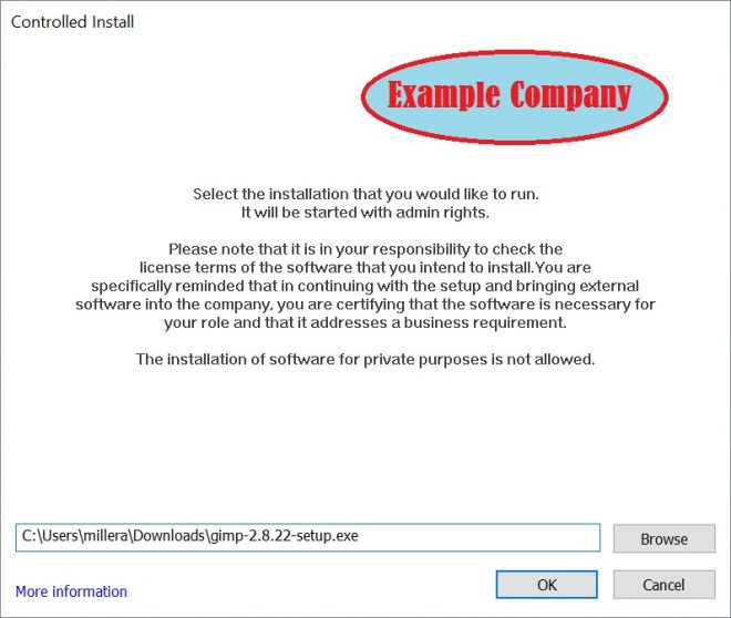 Allow users to start setups with limited admin rights and monitor which ...