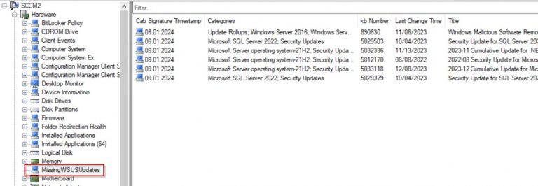 Using Wsusscn2cab To Find Missing Wsus Updates And Extending The Configmgr Inventory With The